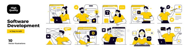 Flat Modern Design Illustration of Software Development Bundle Stock Vector - Illustration of ...