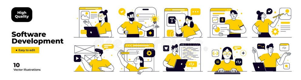 Flat Modern Design Illustration of Software Development Bundle Stock Vector - Illustration of ...