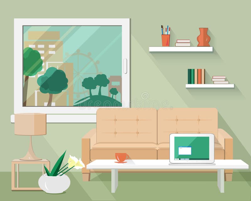 Flat Modern Design Vector Illustration of Living Room Stock Vector ...