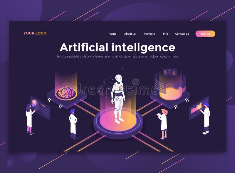 Flat Modern Design of Website Template - Artificial Inteligence Stock ... Flat Modern Design of Website Template - Artificial Inteligence Stock ...