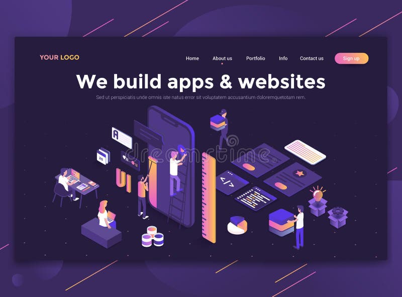 Flat Modern Design of Website Template - we Build Apps and Websites ...