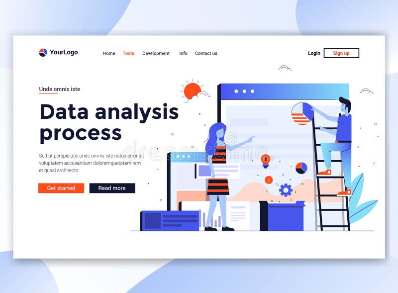 Flat Modern Design of Website Template - Data Analysis Process Stock ... Flat Modern Design of Website Template - Data Analysis Process Stock ...