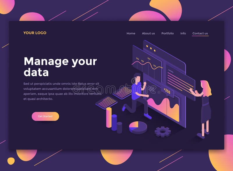 Flat Modern Design of Website Template - Manage Your Data Stock Vector ...