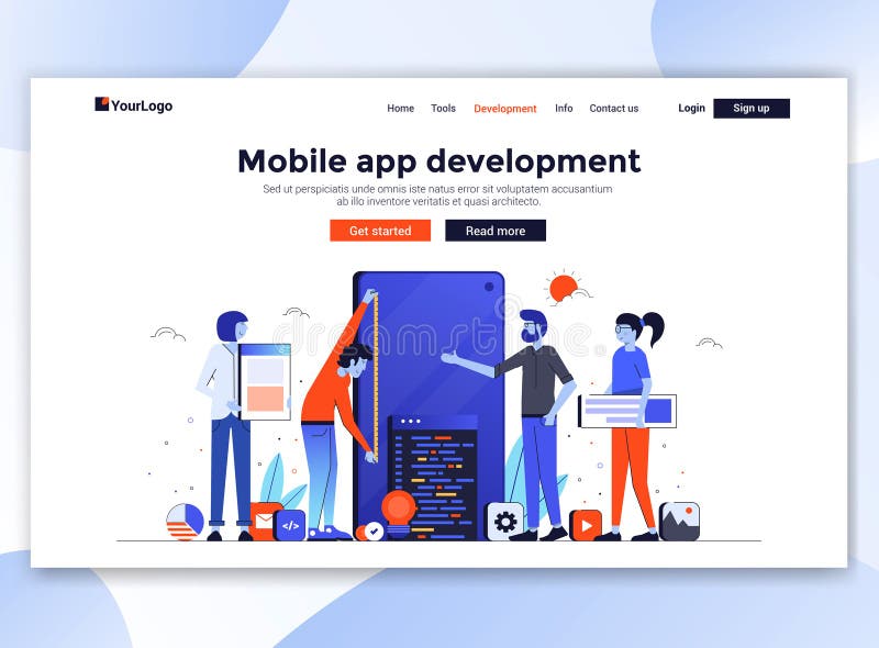 Flat Modern Design of Website Template - Mobile App Development Stock ... Flat Modern Design of Website Template - Mobile App Development Stock ...