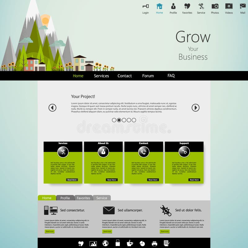 Flat Modern Eco Website Template Stock Vector - Illustration of green ...