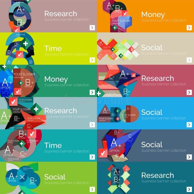 Flat Modern Info Banner Set Stock Vector - Illustration of information ...