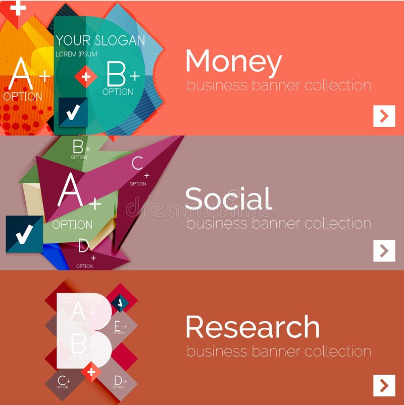 Flat Modern Info Banner Set Stock Vector - Illustration of cover ...