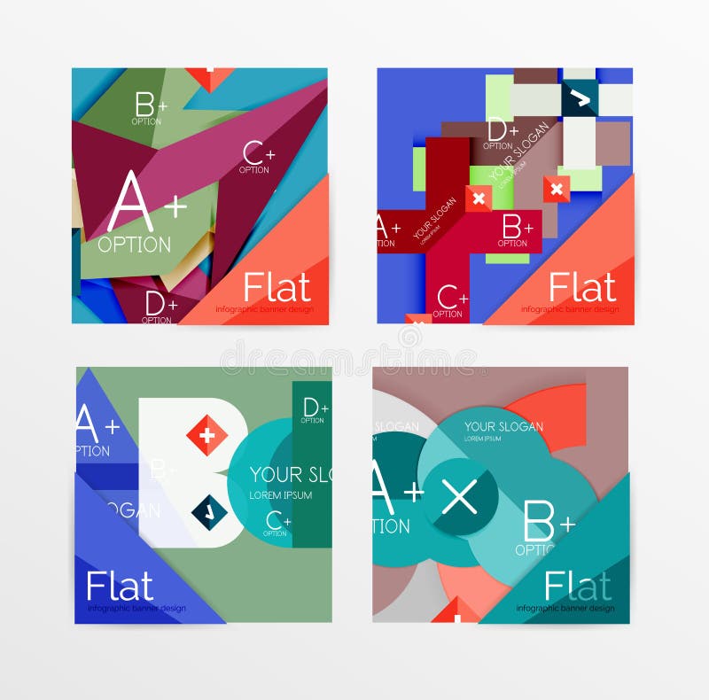 Flat Modern Info Banner Set Stock Vector - Illustration of finance ...