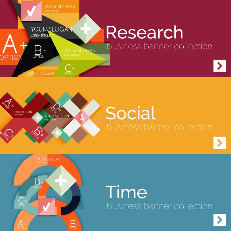 Flat Modern Info Banner Set Stock Vector - Illustration of digital ...