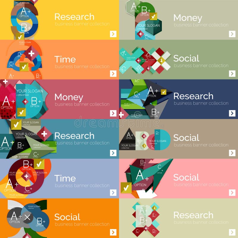 Flat Modern Info Banner Set Stock Vector - Illustration of internet ...