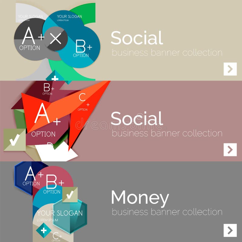 Flat Modern Info Banner Set Stock Vector - Illustration of marketing ...