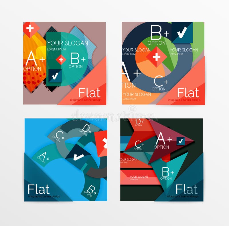 Flat Modern Info Banner Set Stock Vector - Illustration of media, graph ...