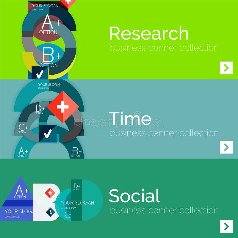 Flat Modern Info Banner Set Stock Vector - Illustration of flat, chart ...