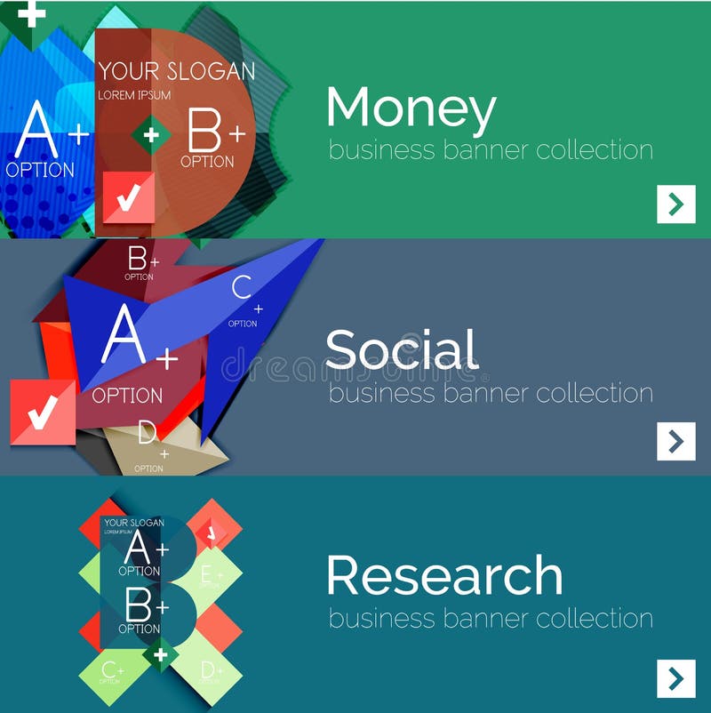 Flat Modern Info Banner Set Stock Vector - Illustration of creative ...