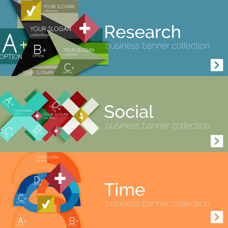 Flat Modern Info Banner Set Stock Vector - Illustration of collection ...