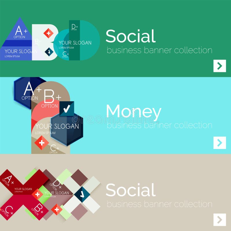 Flat Modern Info Banner Set Stock Vector - Illustration of chart ...