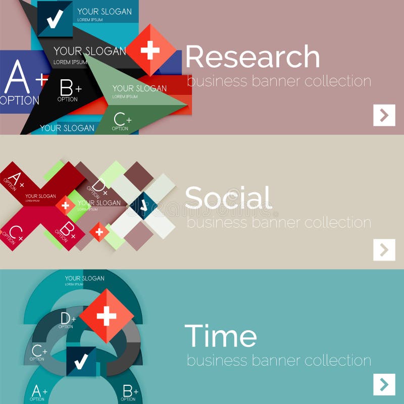 Flat Modern Info Banner Set Stock Vector - Illustration of icon ...