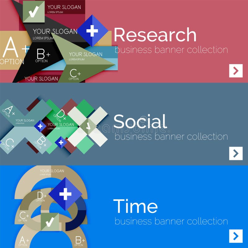 Flat Modern Info Banner Set Stock Vector - Illustration of marketing ...