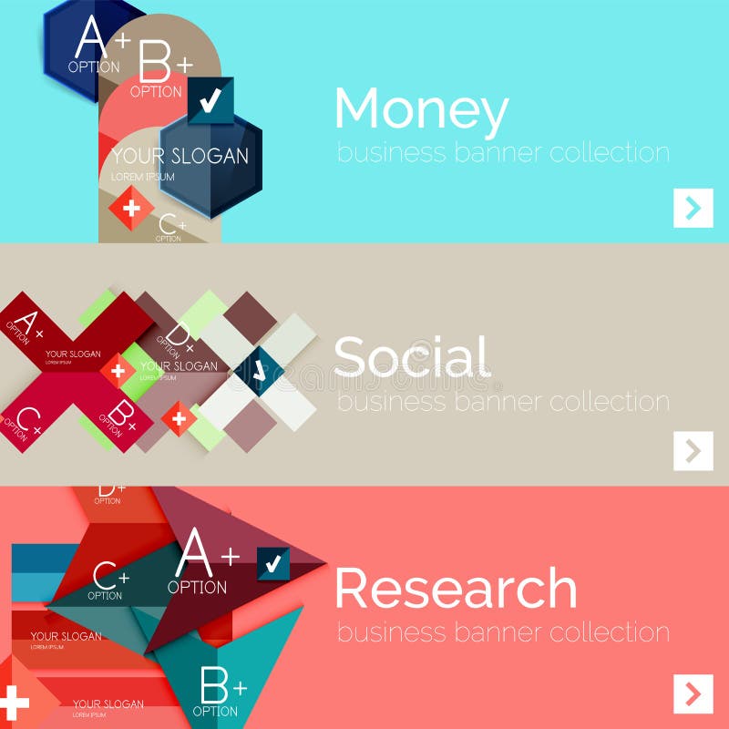 Flat Modern Info Banner Set Stock Vector - Illustration of information ...