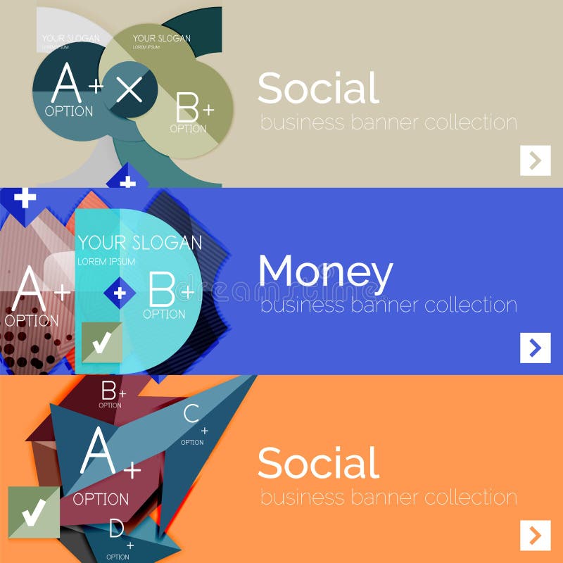 Flat Modern Info Banner Set Stock Vector - Illustration of elements ...