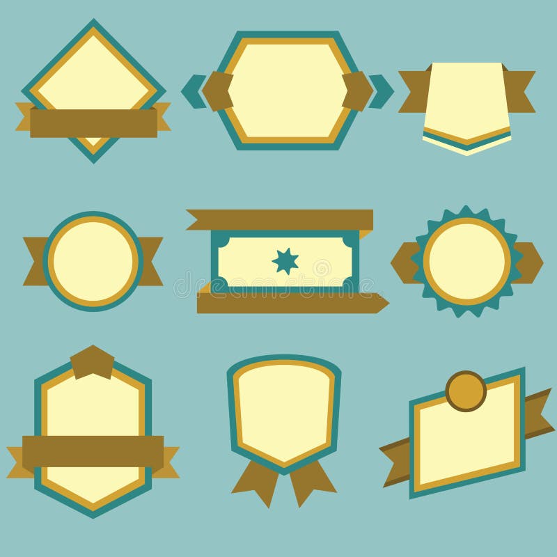 Flat Modern Labels and Ribbons Set on Blue Background Stock Vector ...