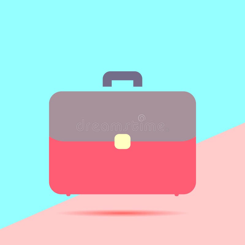 Flat Modern Pastel Colored Portfolio Briefcase Icon with Shadow Stock ...