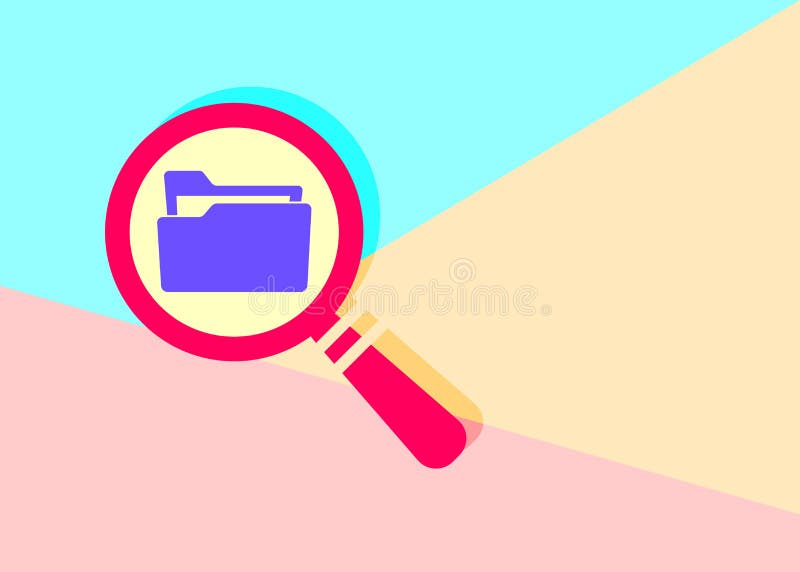 Flat Modern Red Search Concept with Folder Icon with Shadow on Stock ...