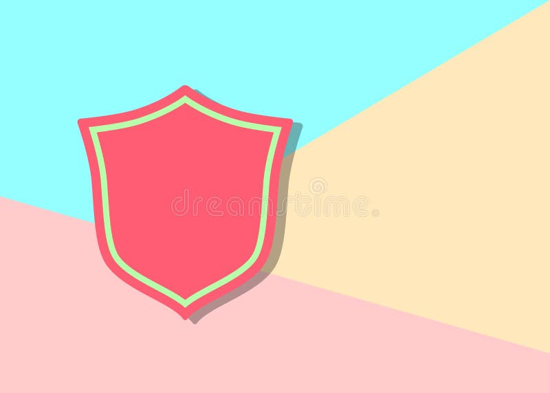 Flat Modern Red Shield Icon with Shadow on Blue and Pink Pastel Stock ...