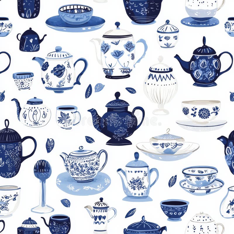 A Flat Modern Seamless Ceramics Pattern. a Handmade Dinnerware ...