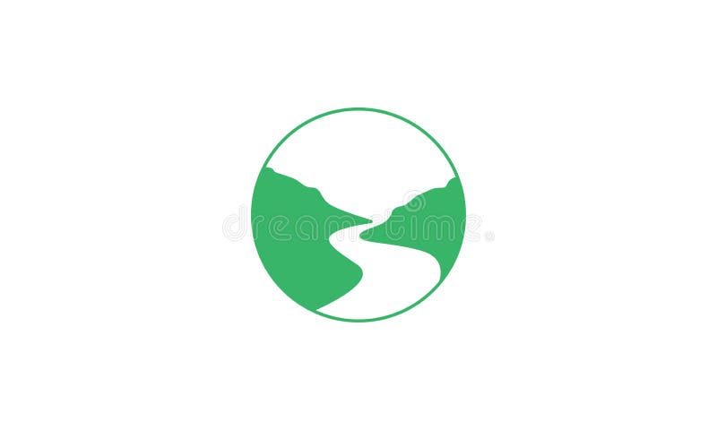 Flat Modern Shape Green Forest with River Logo Vector Icon Illustration ...