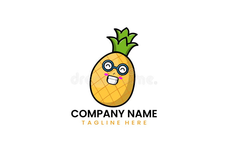 Flat Modern Simple Happy Pineapple Logo Template Stock Vector ...