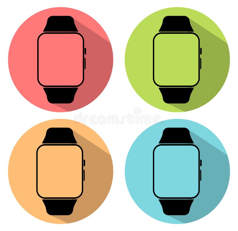 Flat Modern Smart Watch Icon Stock Illustration - Illustration of ...