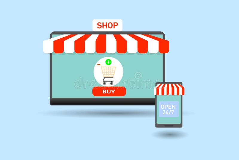 Flat Modern Vector Illustration Concept of Online Shopping Web Store ...