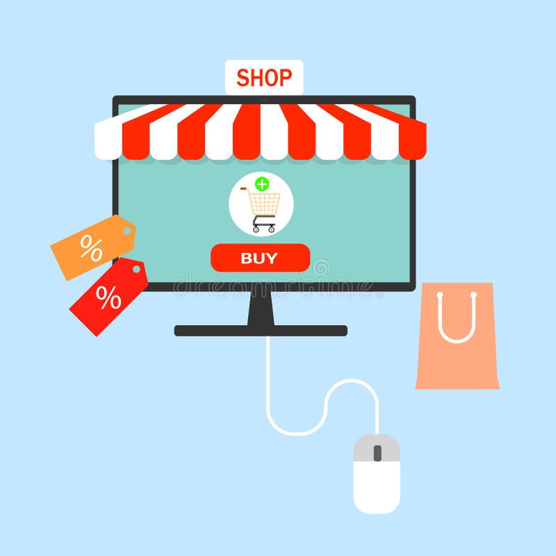 Flat Modern Vector Illustration Concept of Online Shopping Web Store ...