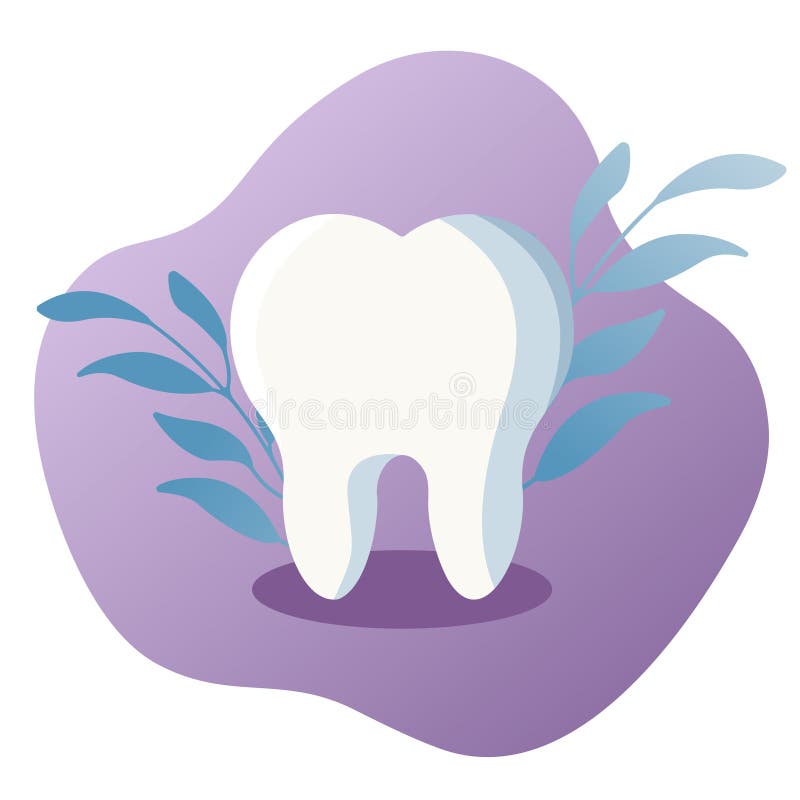 Flat Modern Illustration of Tooth on Purple Background. Stock Vector ...