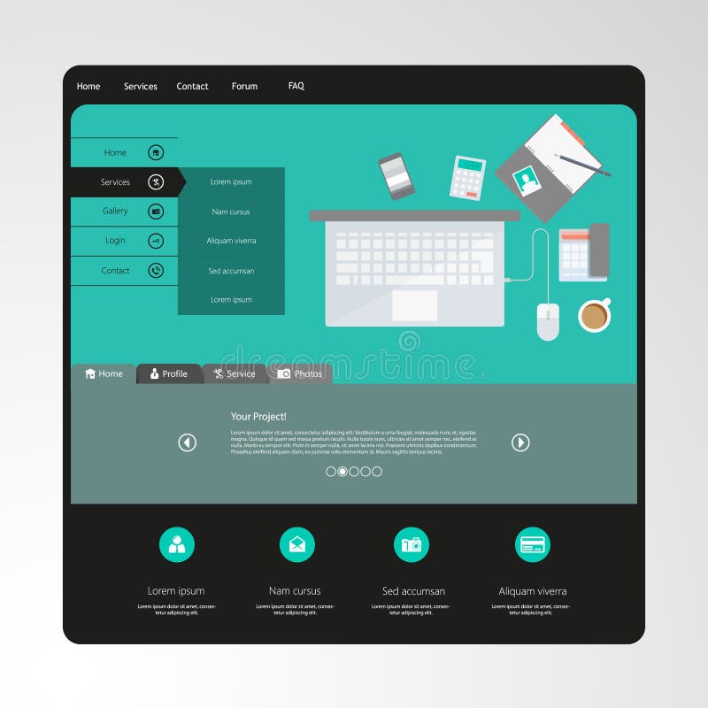 Flat Modern Web Design Elements Stock Vector - Illustration of internet ...