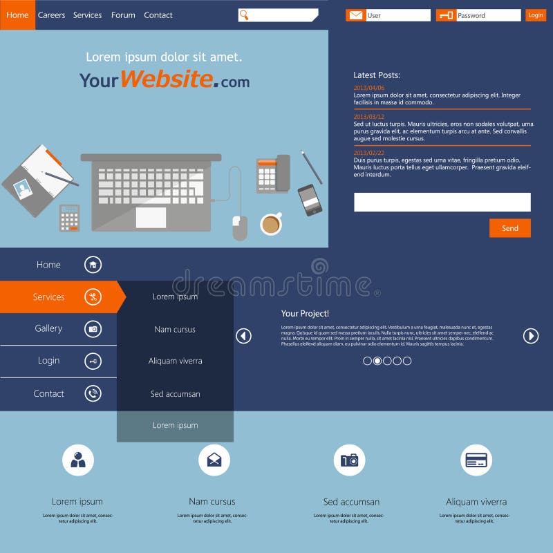 Flat Modern Web Design Elements Stock Vector - Illustration of form ...