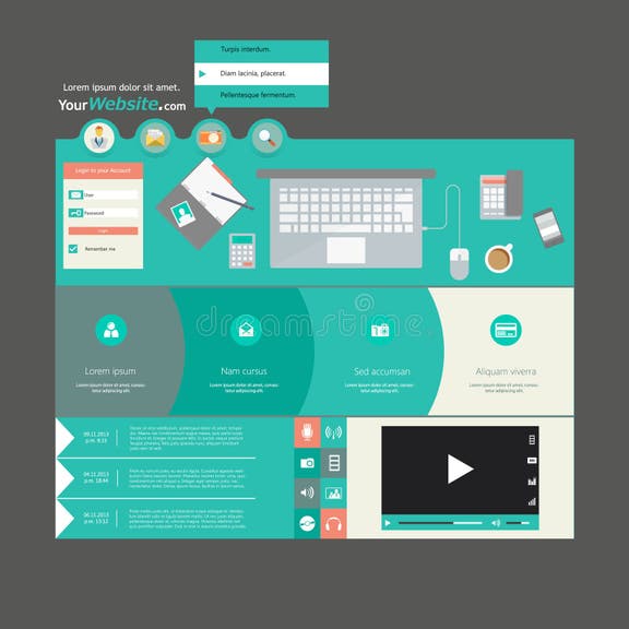 Flat Modern Web Design Elements Stock Vector - Illustration of concept ...