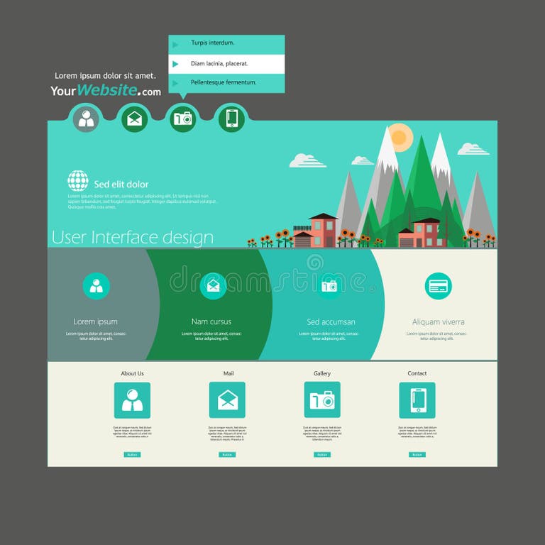 Flat Modern Web Design Elements Stock Vector - Illustration of online ...