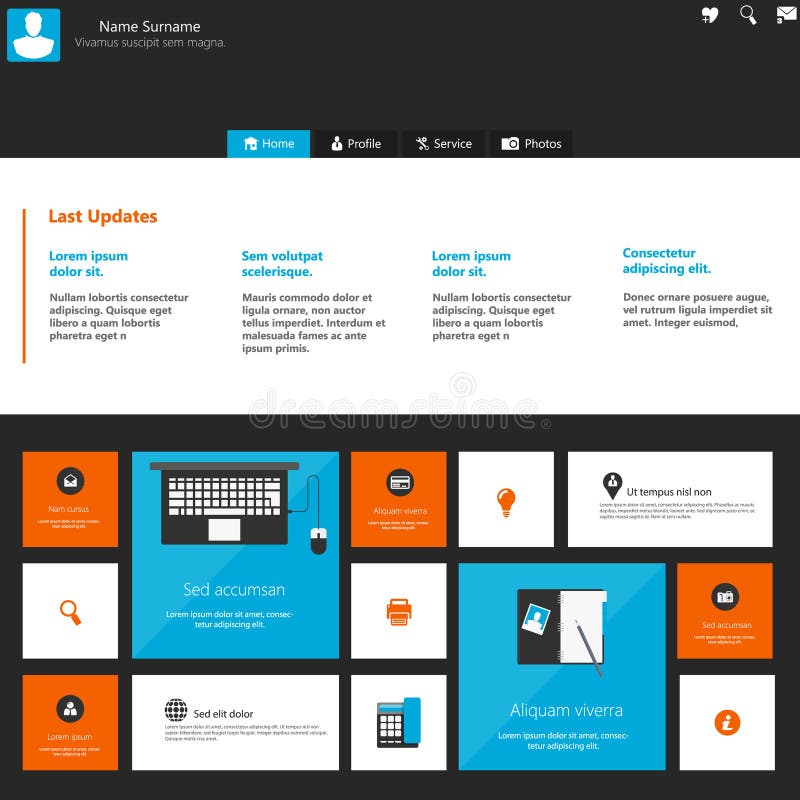 Flat Modern Web Design Elements Stock Vector - Illustration of layout ...