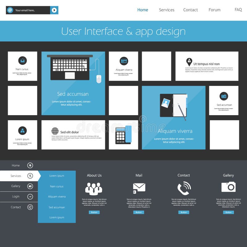 Flat Modern Web Design Elements Stock Vector - Illustration of idea ...