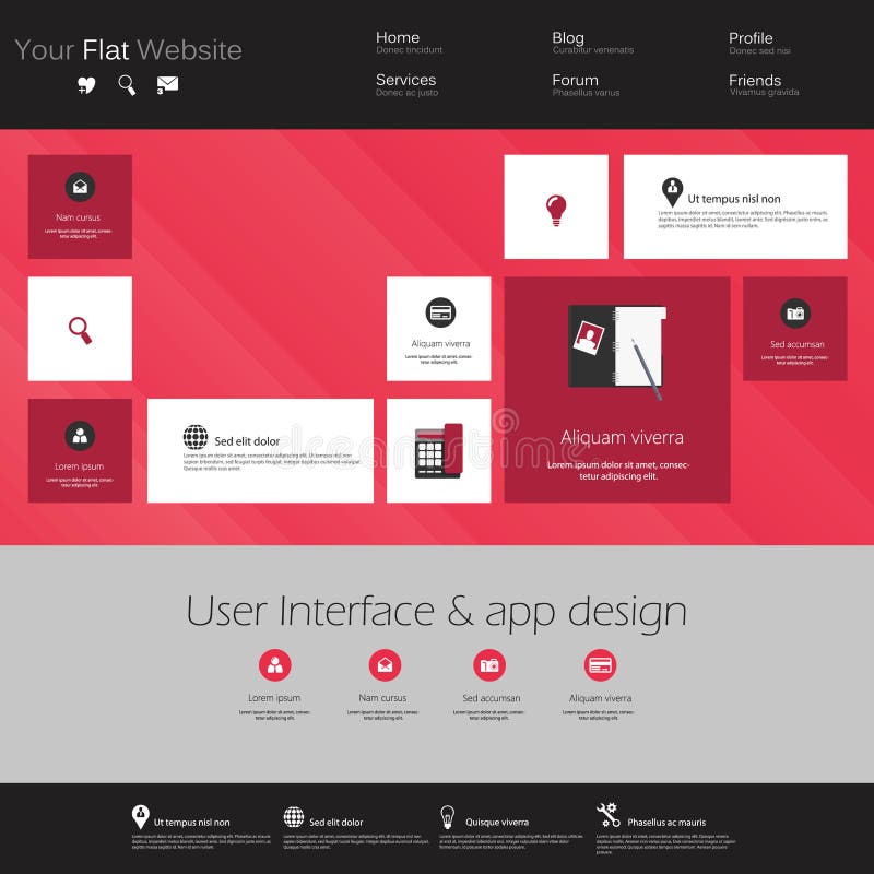 Flat Modern Web Design Elements Stock Vector - Illustration of ...