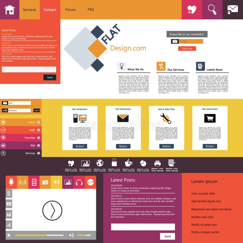 Flat Modern Website Template Stock Vector - Illustration of form, page ...