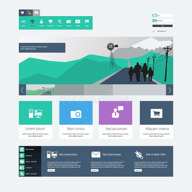 Flat Modern Website Template Stock Vector - Illustration of company ...