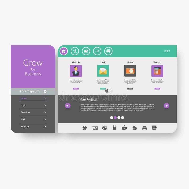 Flat Modern Website Template Stock Vector - Illustration of eps10 ...