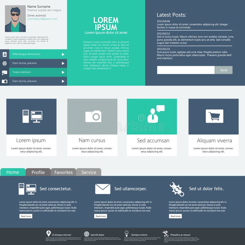 Flat Modern Website Template Stock Illustration - Illustration of ...