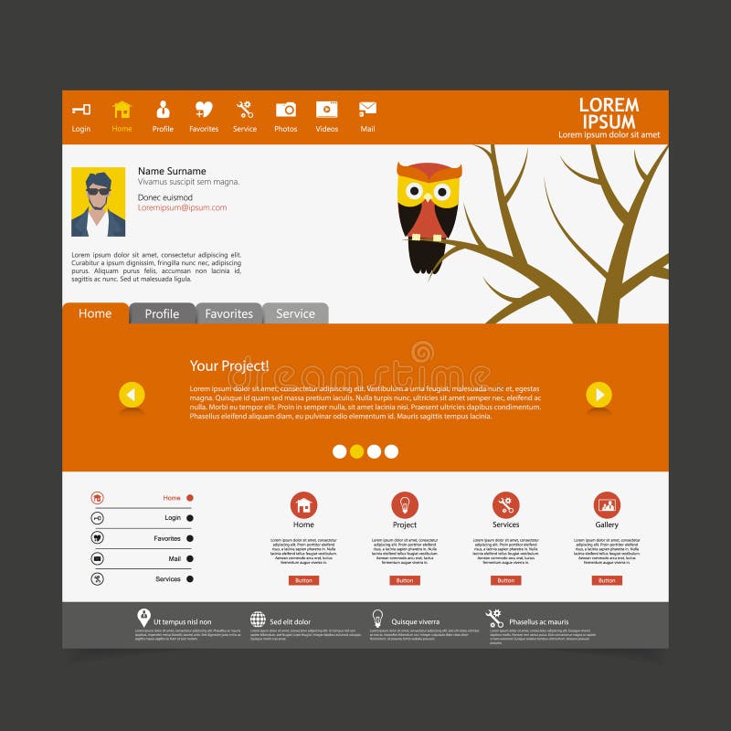 Flat Modern Website Template Stock Illustration - Illustration of ...