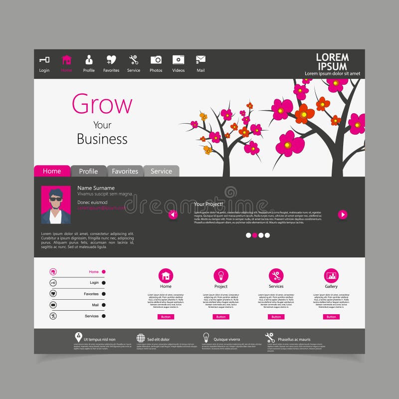 Flat Modern Website Template Stock Vector - Illustration of marketing ...