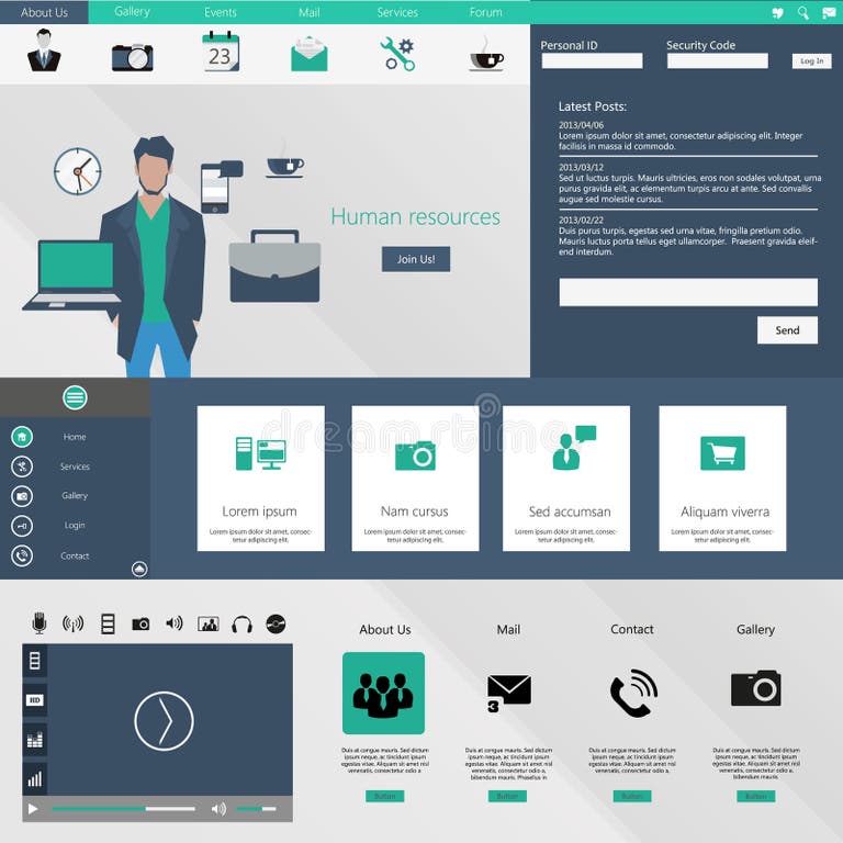 Flat Modern Website Template Stock Vector - Illustration of blank ...
