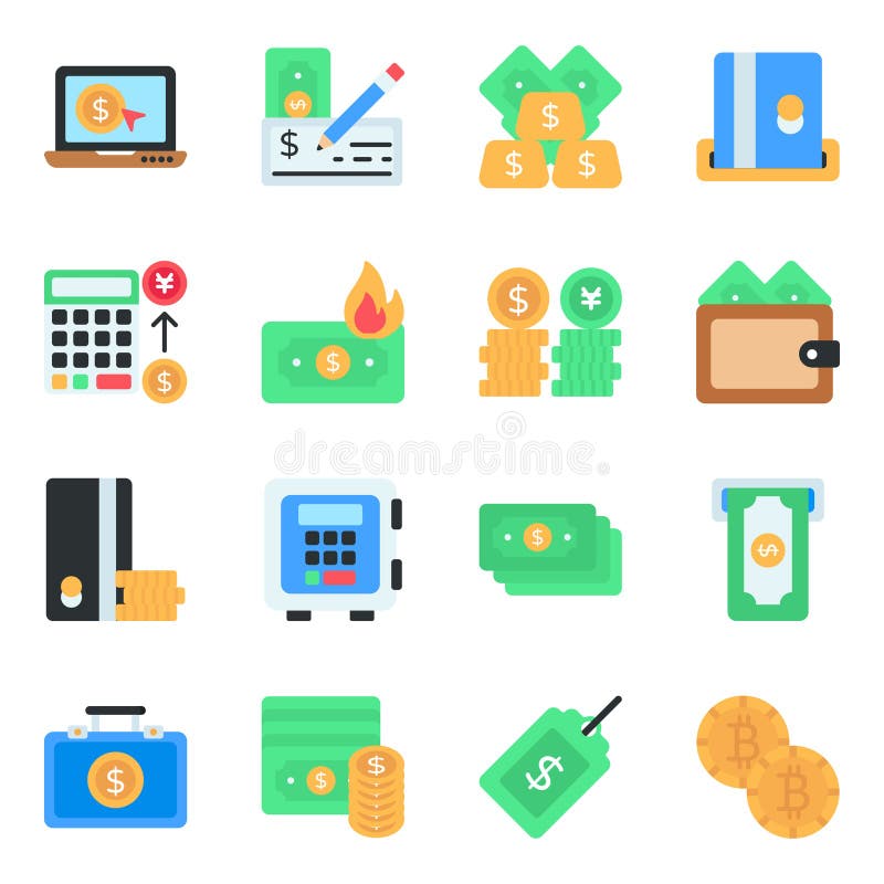 Pack of Money Flat Icons stock vector. Illustration of economy - 242075150